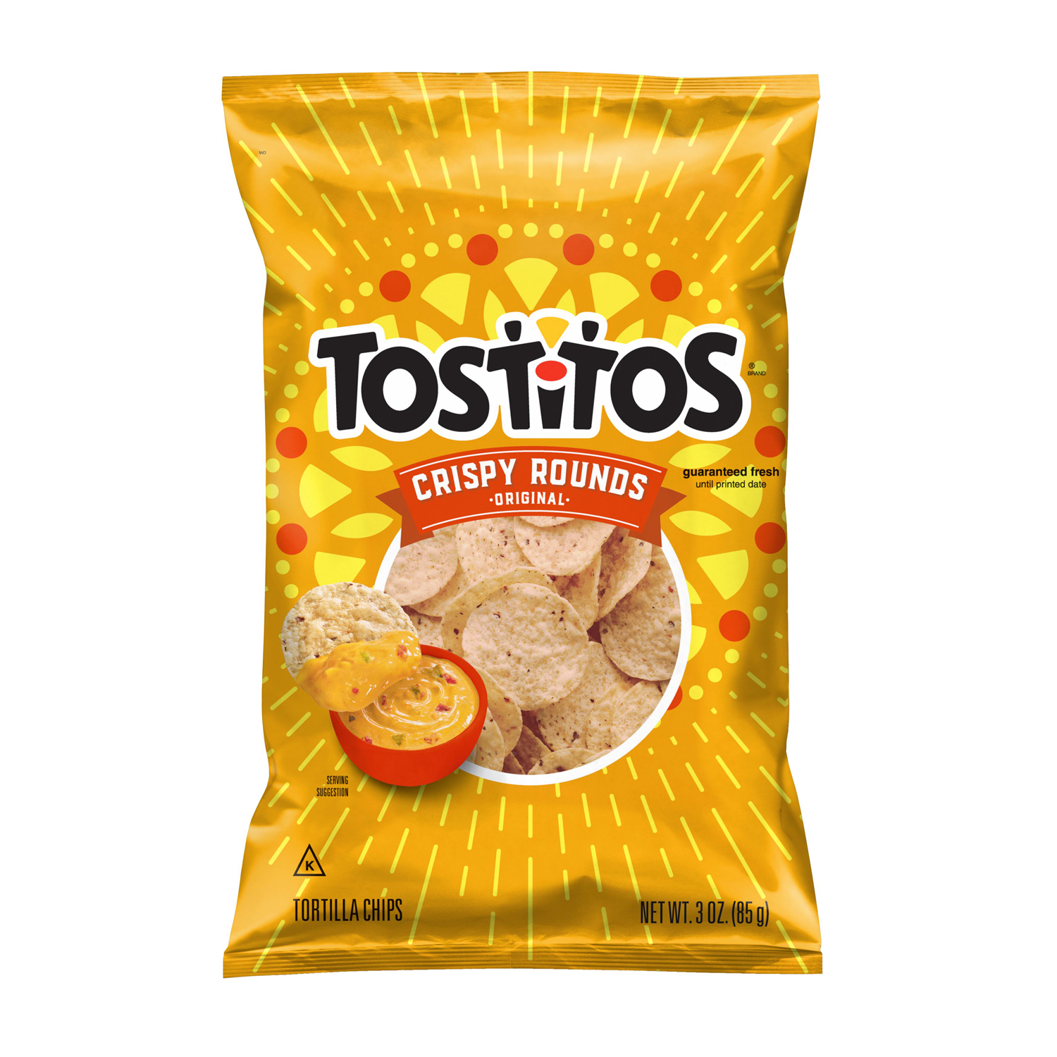 Gold Medal 5293 Tostitos Tortilla Chips Crispy Rounds 3oz Bags 28/CS