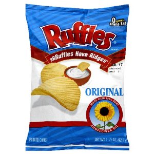 Frito Lay 11061 Ruffles Chips Ridged 1 oz Each Bag, 104 Bags Total