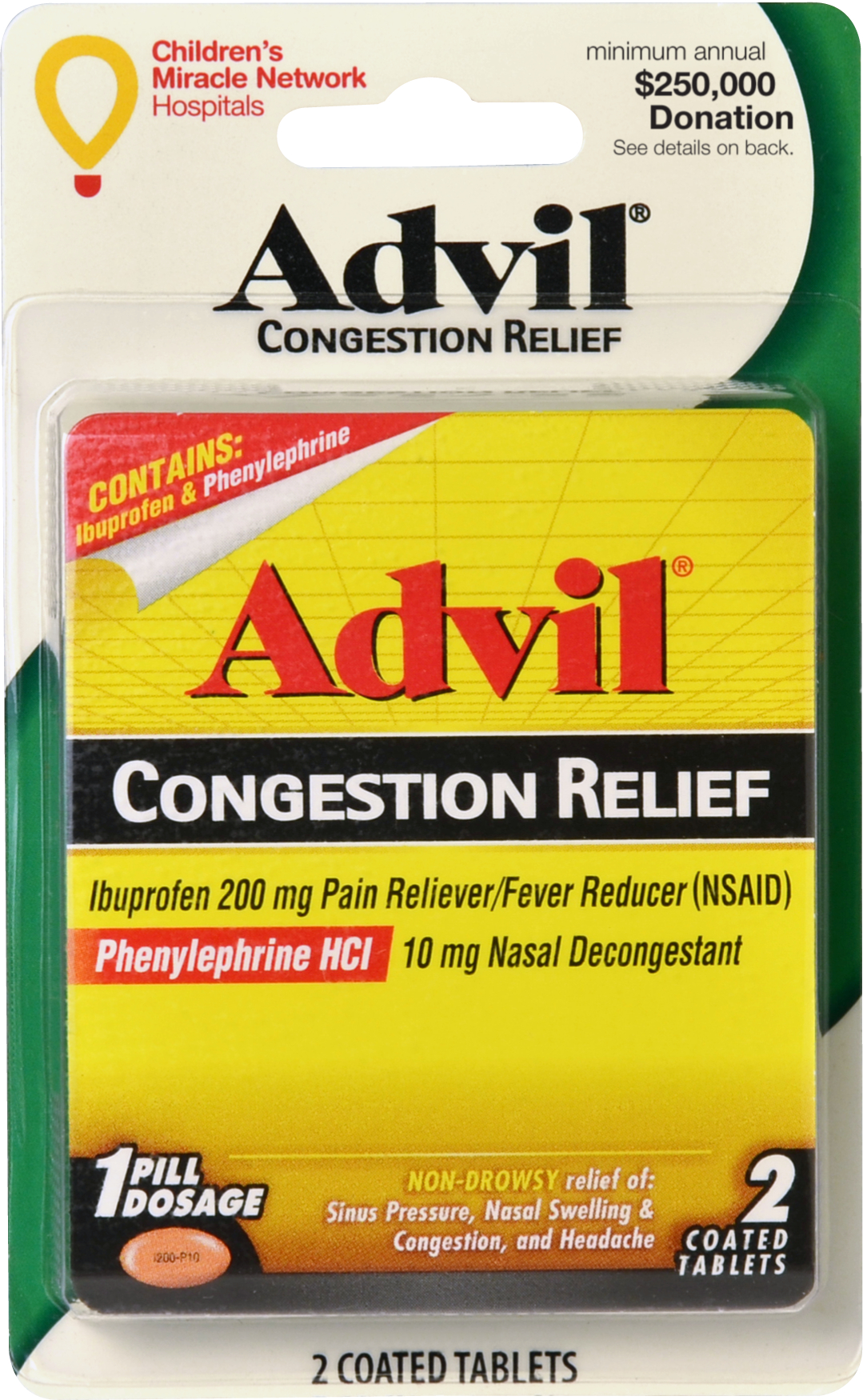 Advil Congestion Relief, 2 Tablets per Pack, 144 Packs Total